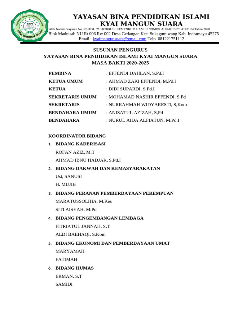 Susunan Pengurus | PDF