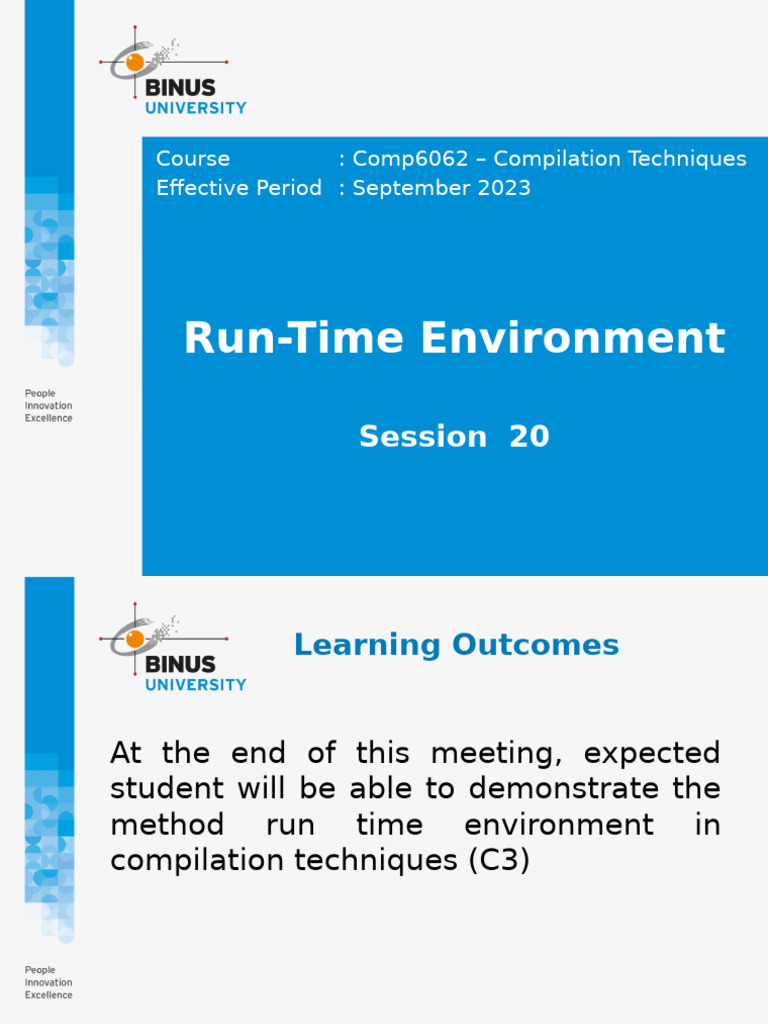 Run Time Environments | PDF | Runtime System | Computer Programming
