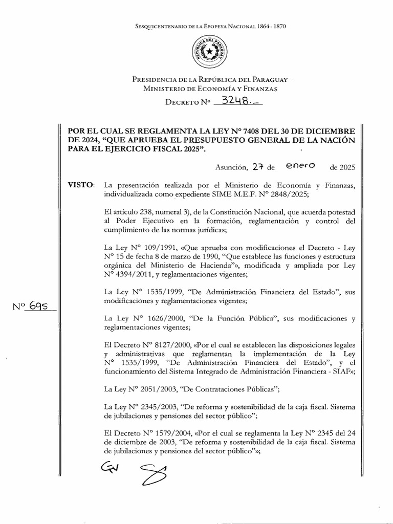 Decreto - Reglamentario - N°3248 2025 PGN 2025 | PDF | Presupuesto ...