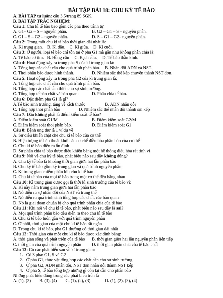 Ôn Tập Chương 4 Sinh 10 CTST - HS DTNTTN | PDF