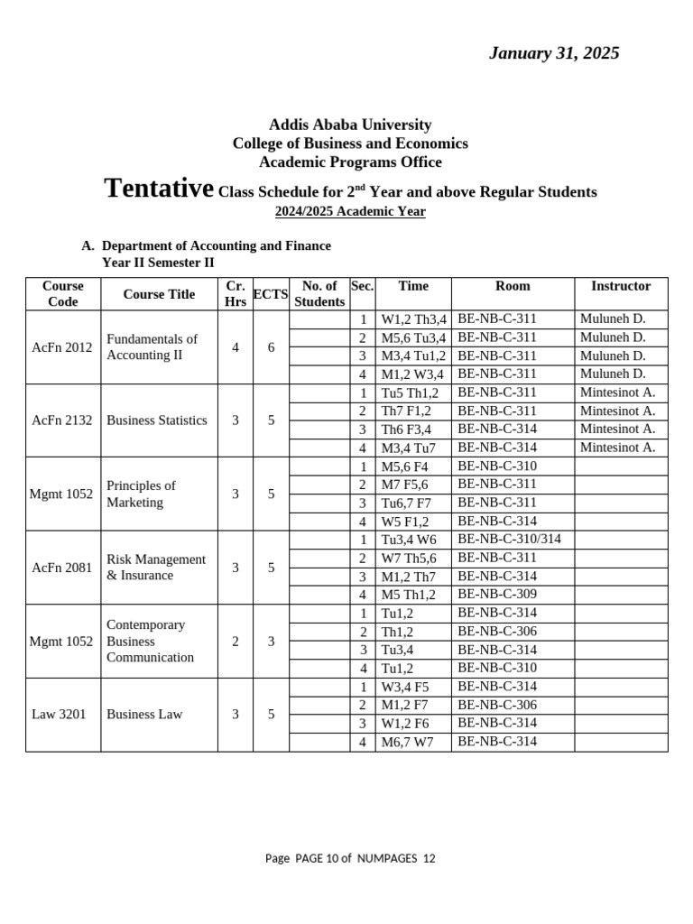 Instructor Assignment-2nd Year and Above-2nd Sem 2017EC | PDF | Business | Economics
