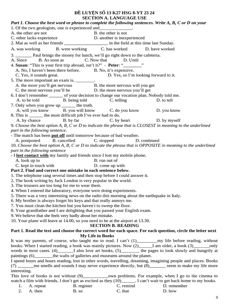 10 bản De so 13 HSG ANH 8 VIẾT | PDF | English Language
