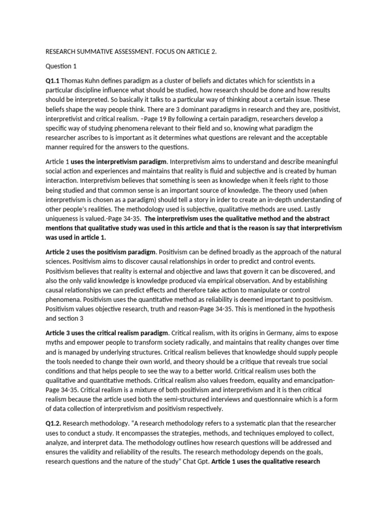 Research Summative Assessment So Far | PDF | Methodology | Sampling ...