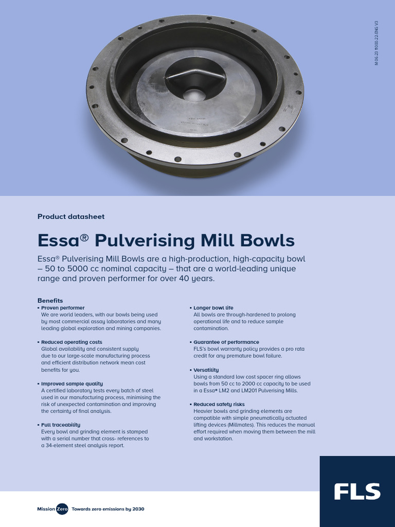 Essa PulverisingMillBowls Datasheet EN | PDF | Steel | Chromium