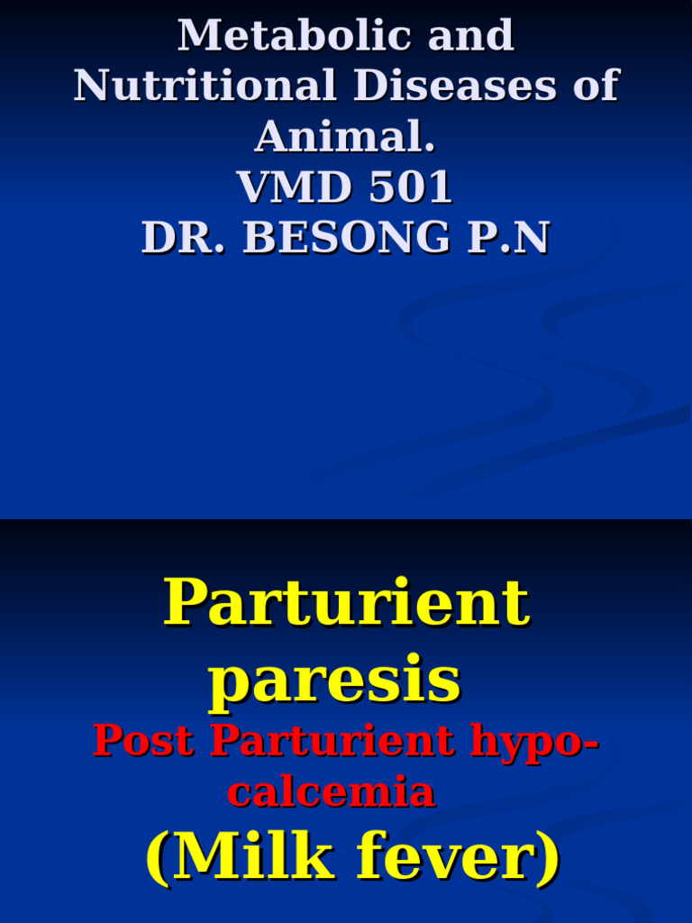 Milk Fever and Tetanies in Cattle | PDF | Ketosis