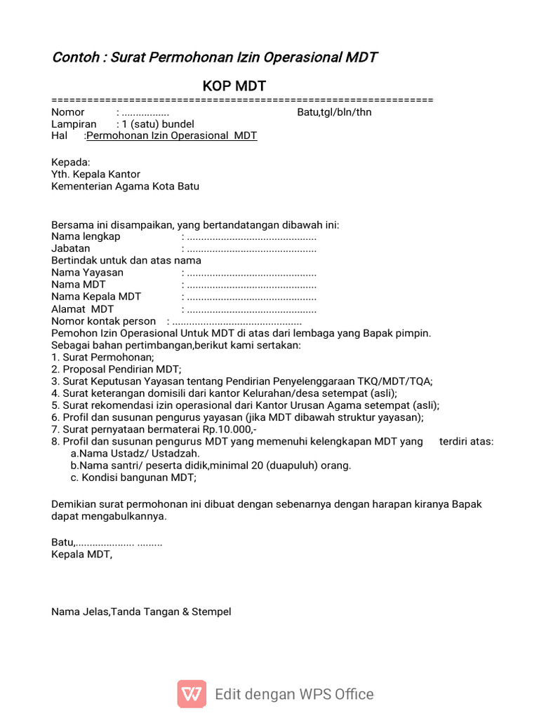 FORMAT Perpanjangan IJOP TPQ 2025 | PDF