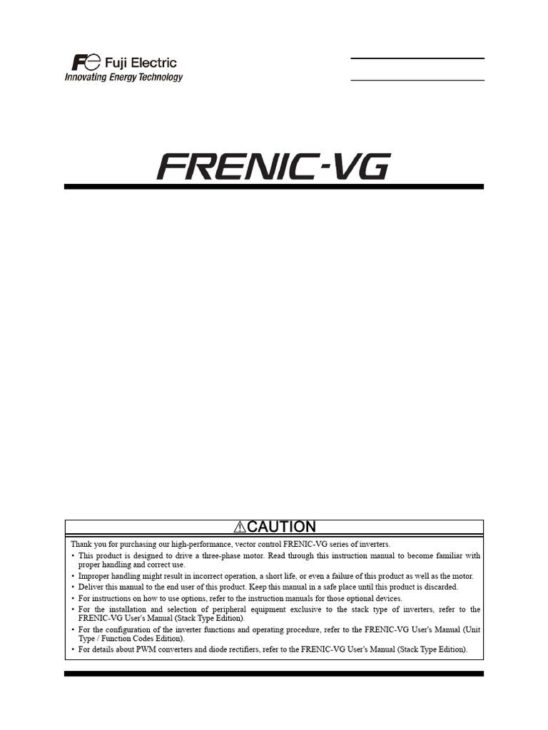 FRENIC-VG Stack Inverter - Instruction Manual | PDF | Power Inverter ...