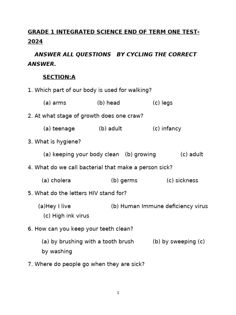 g1 Int Scie Test 2024 Copy 1 | PDF