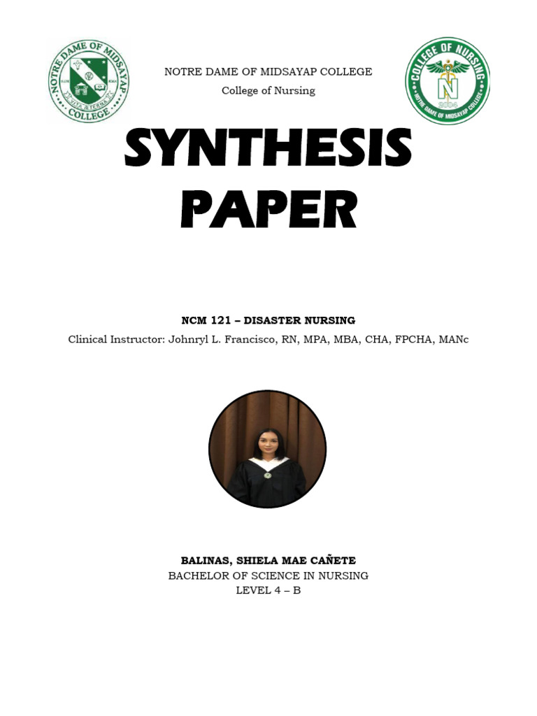 Synthesis Paper SHIELABALINAS | PDF | Emergency Management | Emergency