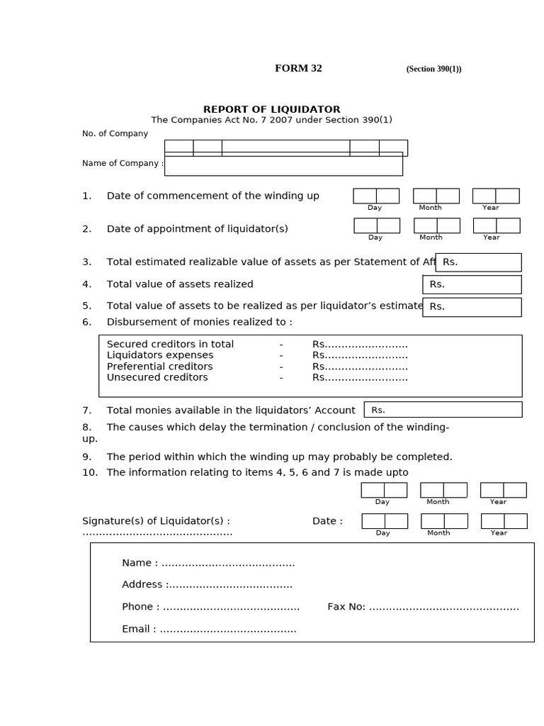 Liquidator's Report Form No. 32 | PDF