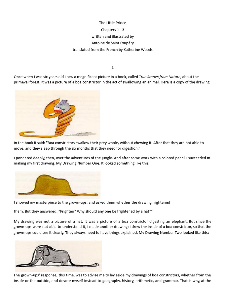 The Little Prince Chapters 1 - 3 | PDF | The Little Prince