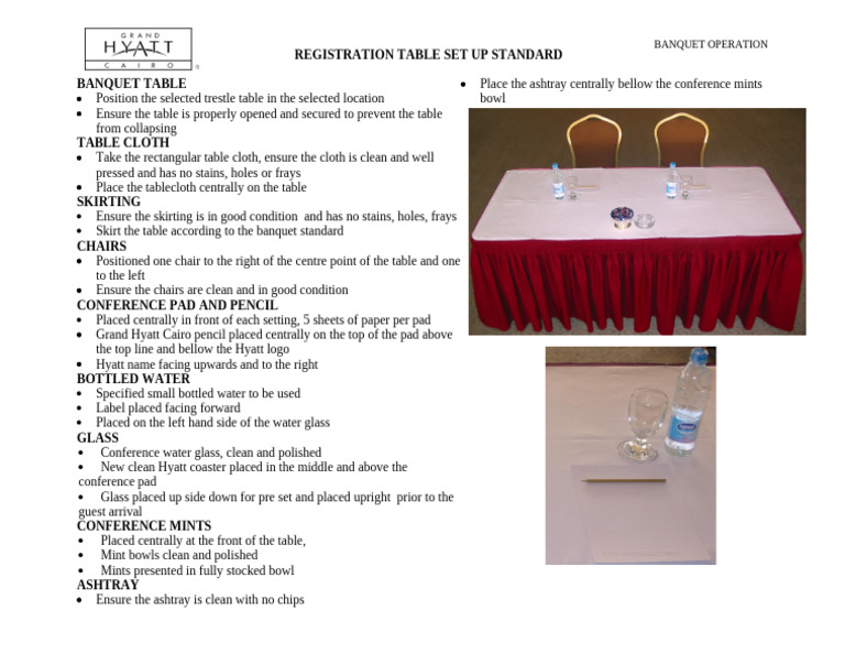 Banquet Table Setup Standards Guide | PDF