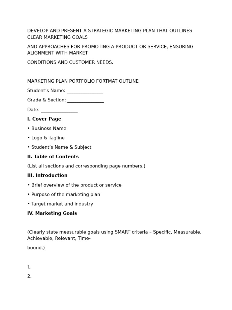Develop and Present A Strategic Marketing Plan That Outlines Clear ...