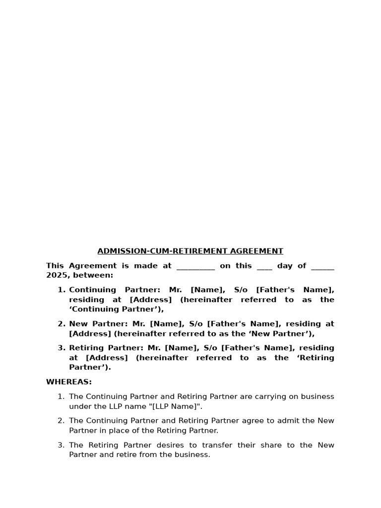 Admission-Retirement Partnership Deed | PDF | Limited Liability ...