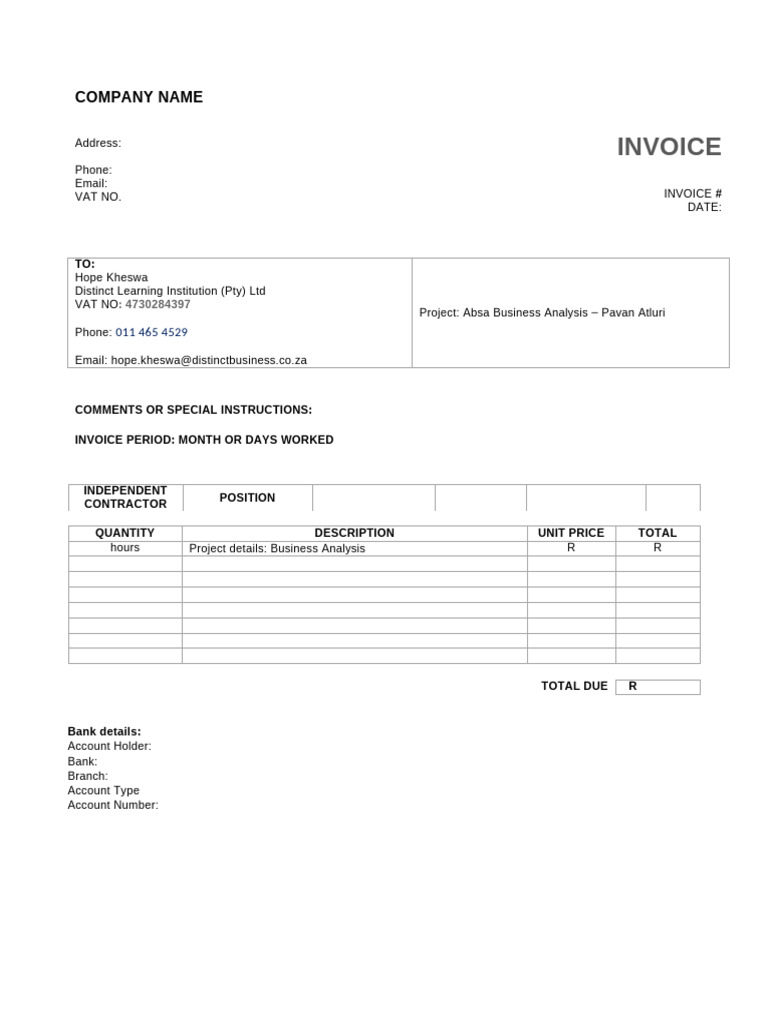 Dbs Invoice Template | PDF