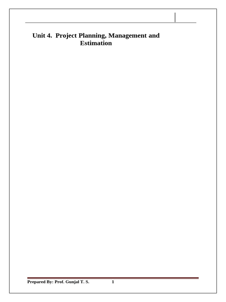 Unit 4. Project Planning and Estimation | PDF