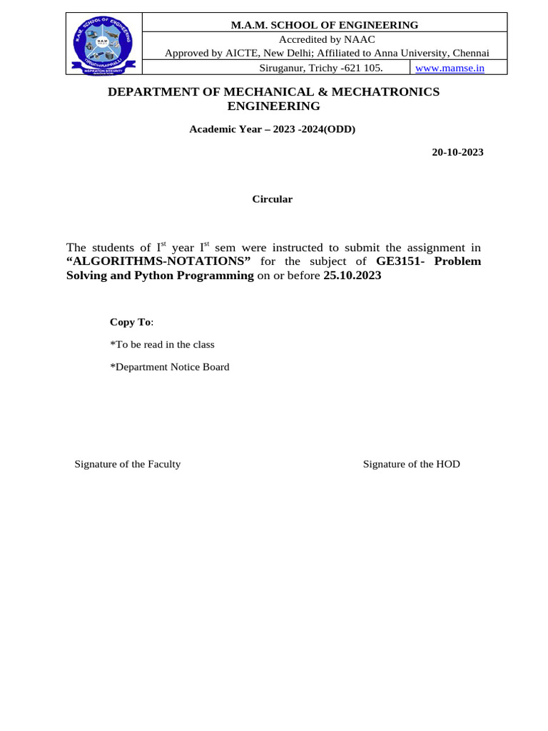 GE3151 Python Programming Assignments | PDF | Control Flow | Computer ...