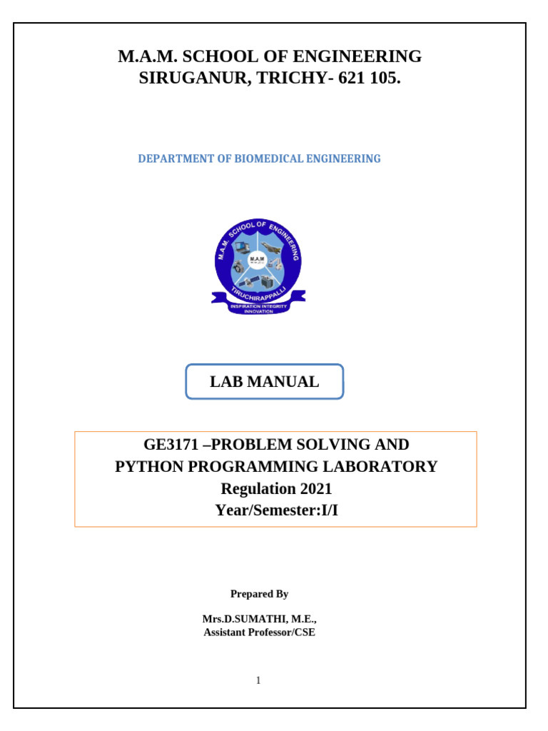 GE3171 PSPP Lab 1-12 TH EX | PDF | Control Flow | Variable (Computer Science)
