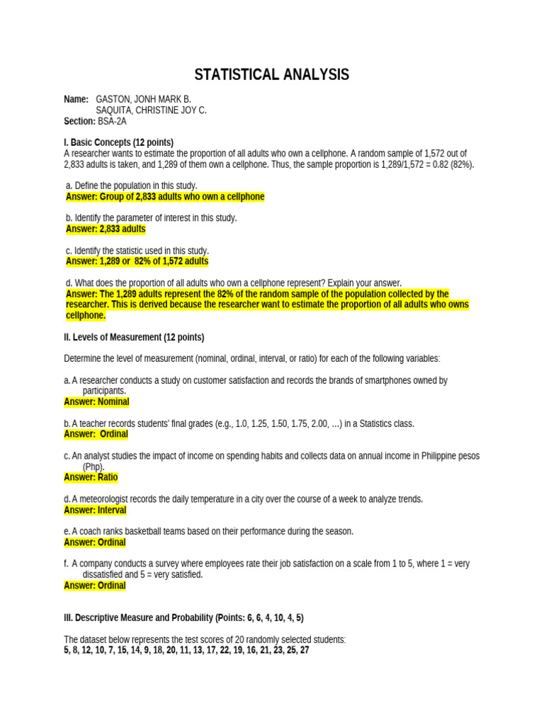 STATISTICAL ANALYSIS | PDF | Mode (Statistics) | Variance
