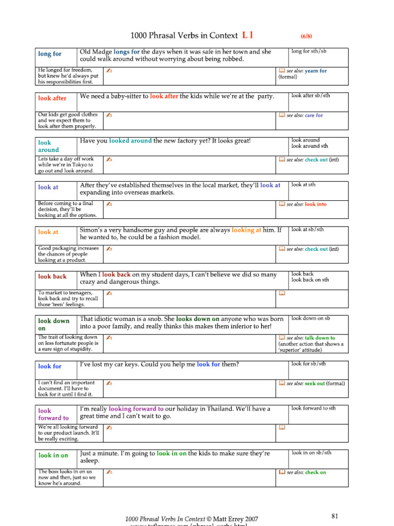 Phrasal Verbs With Look | PDF