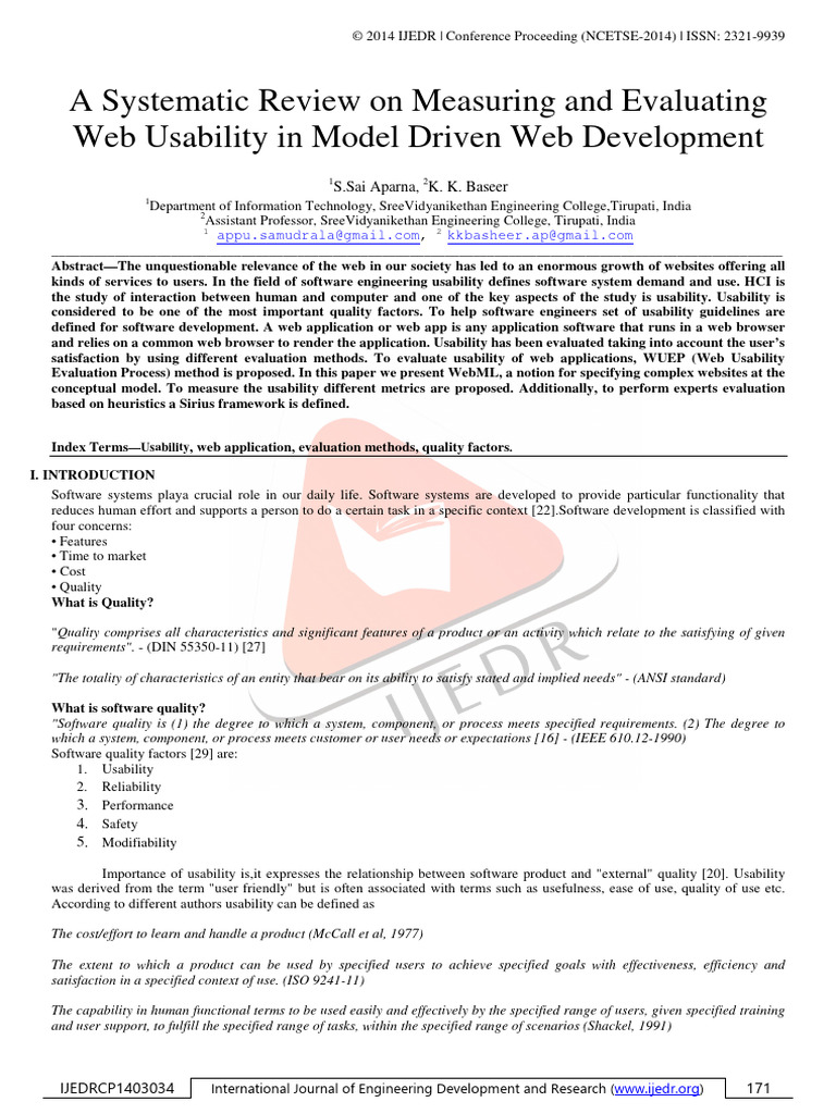 A System Review On Measuring and Evaluating Web Usability in Model Driven Web Development | PDF ...