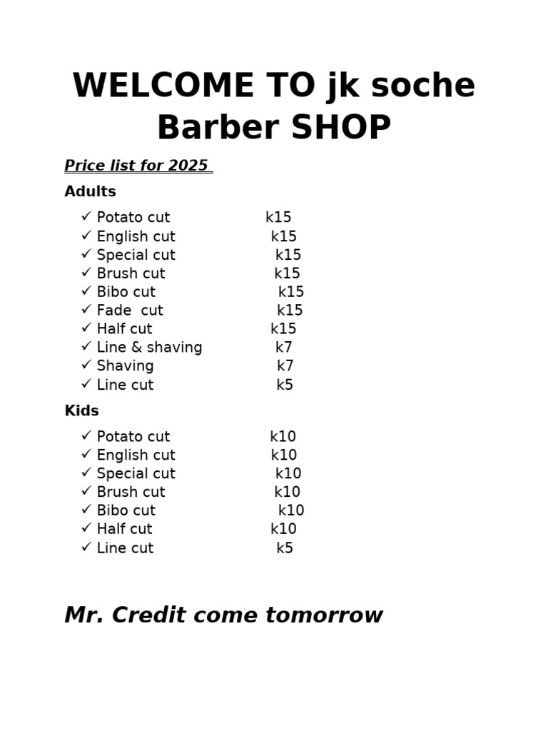 Welcome To Plan B Zo Barber Shop | PDF