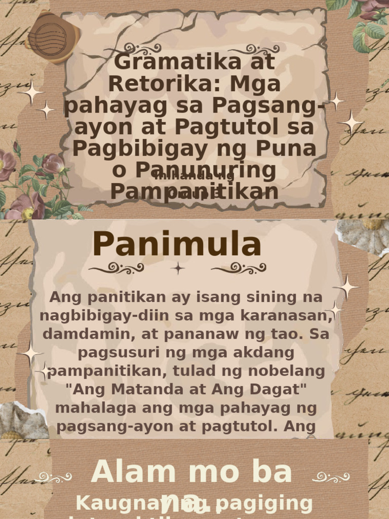 Mga Pahayag Sa Pagsang-Ayon at Pagtutol Sa Pagbibigay NG Puna o ...