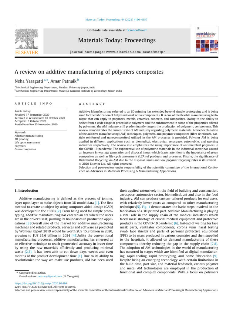 Additive Manufacturing of Polymer Composites | PDF | Nanocomposite ...