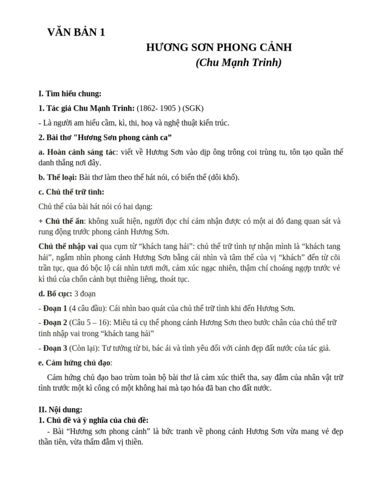 Hương Sơn Phong C NH + Thơ Duyên | PDF