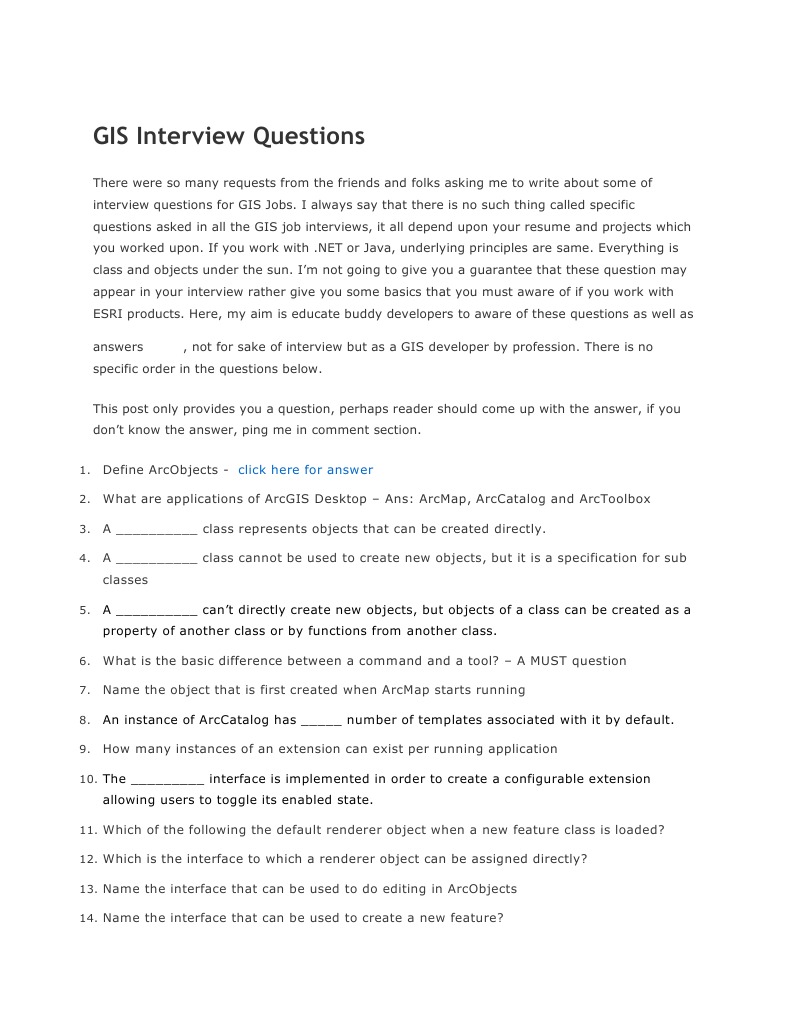 GIS Interview Questions | Arc Gis | Esri