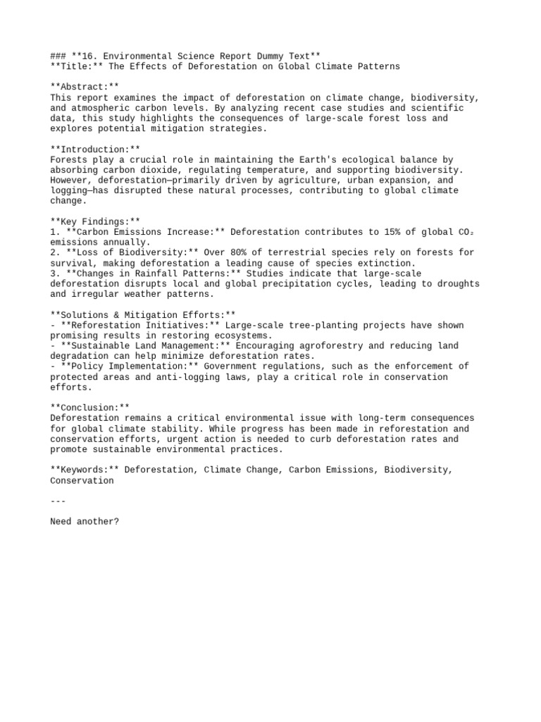 Deforestation, climate change | PDF