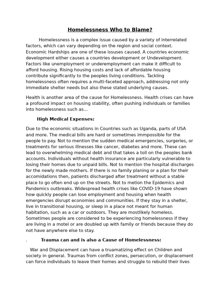 Finished Homework On Homelessness | PDF | Homelessness | Social Policy