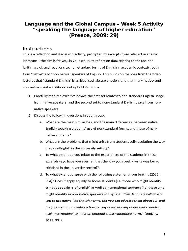 Activity Week Handout | PDF | English Language | Accent (Sociolinguistics)