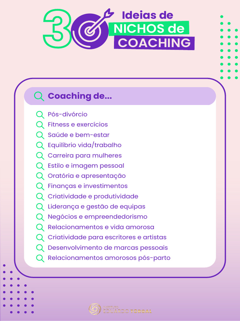 30 Ideias de Nichos de Coaching - Calenda Urio Editorial - ET 2 | PDF