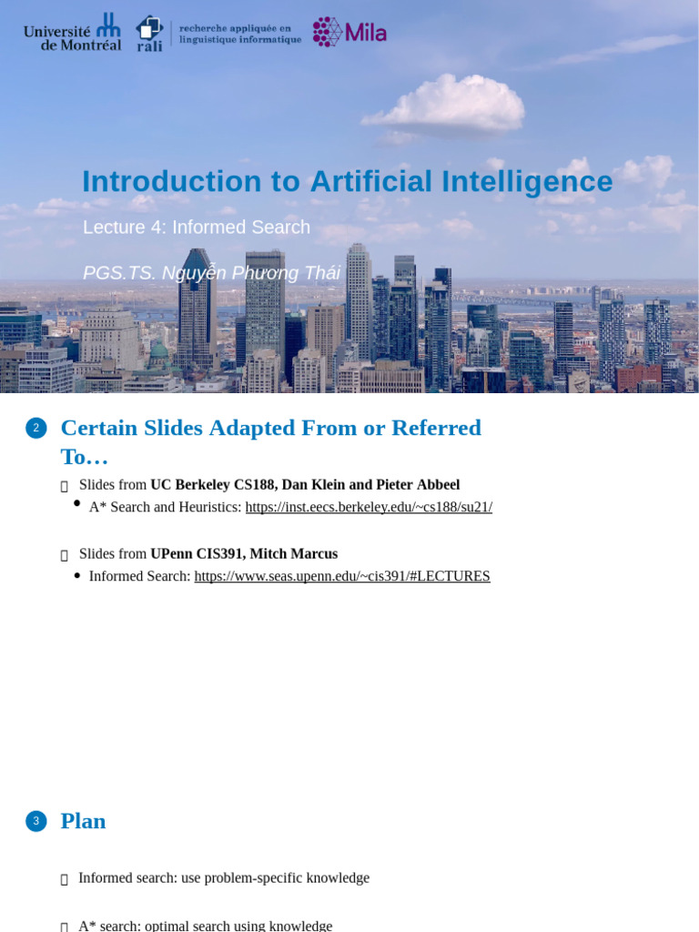 Lecture 4 - Informed Search | PDF | Mathematical Relations | Algorithms