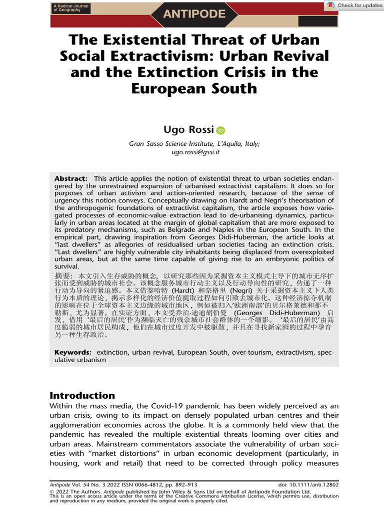 Urban Social Extractivism and Extinction | PDF | Global Catastrophic ...