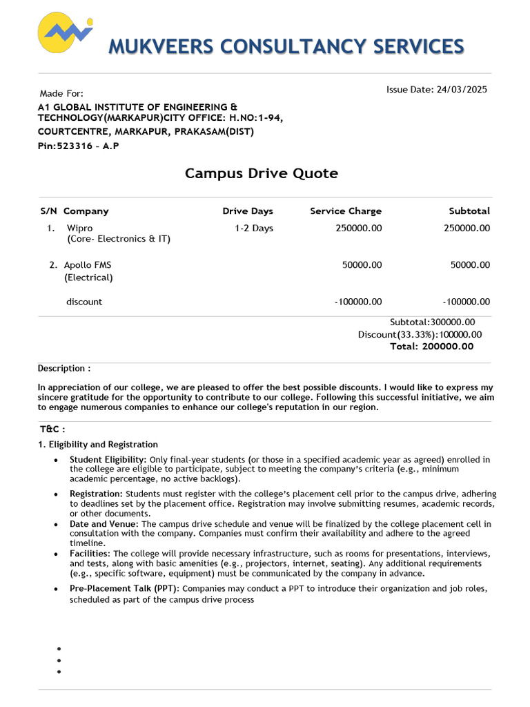 A1 Global Drive Quote - 2025 | PDF