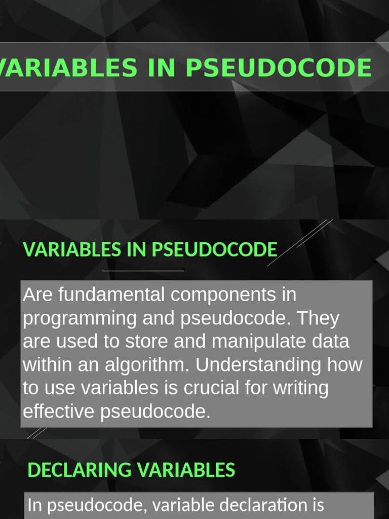 Variables in Pseudocode | PDF