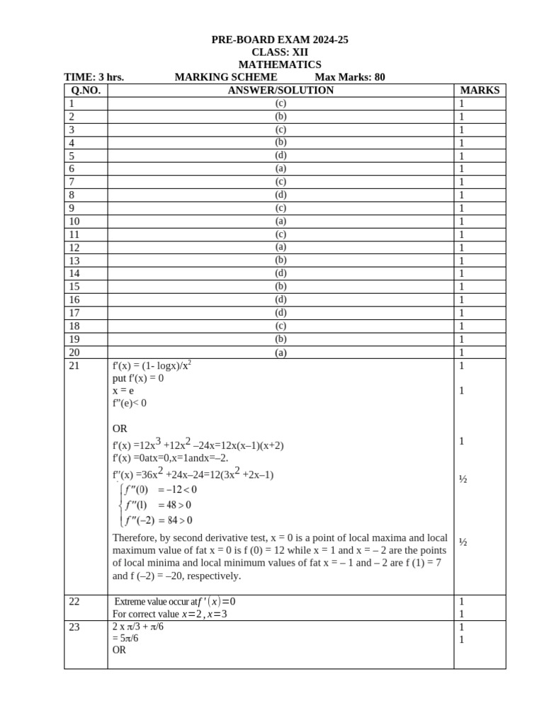 Marking Scheme ( (Class - Xii Maths) 3) | PDF