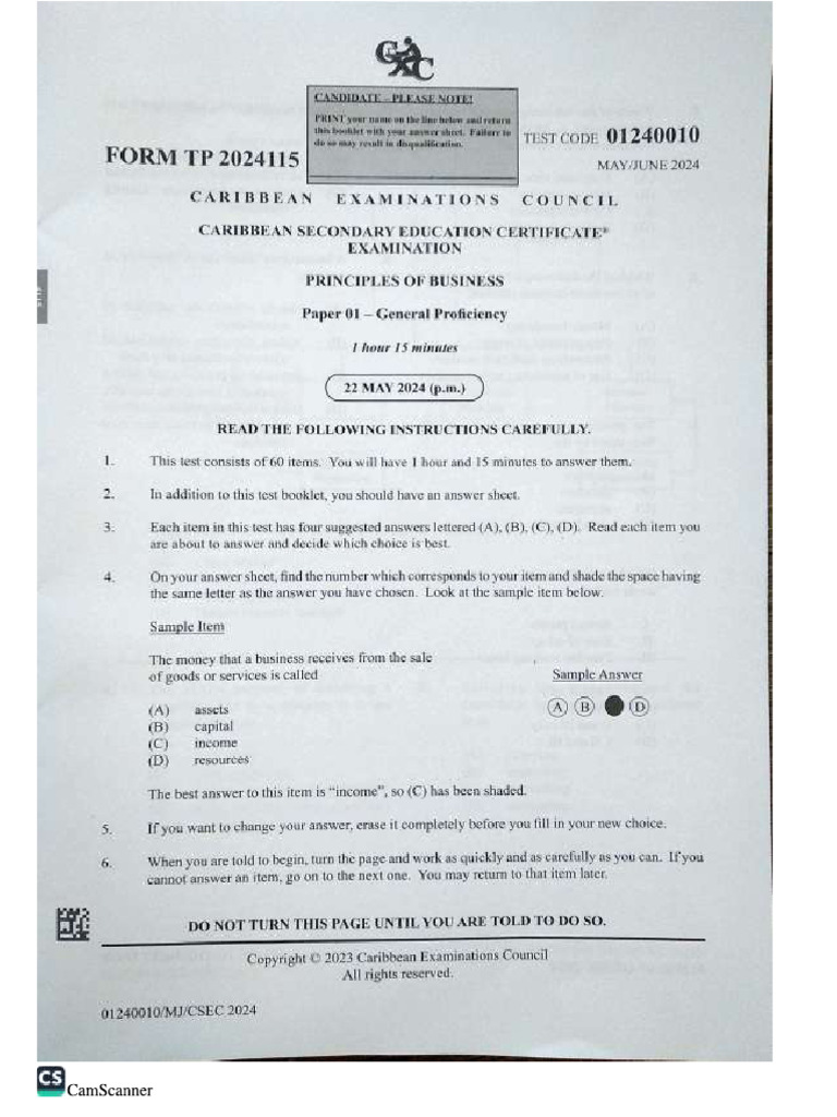 Pob 2024 P1 | PDF
