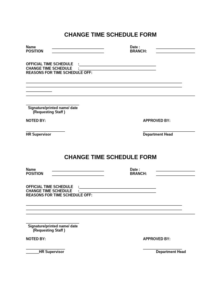 Change Time Schedule Form | PDF