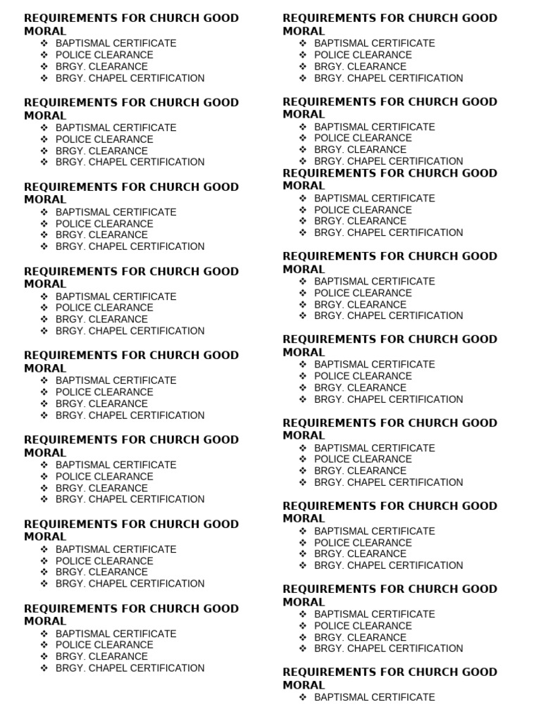 Church Good Moral Certificate Requirements | PDF