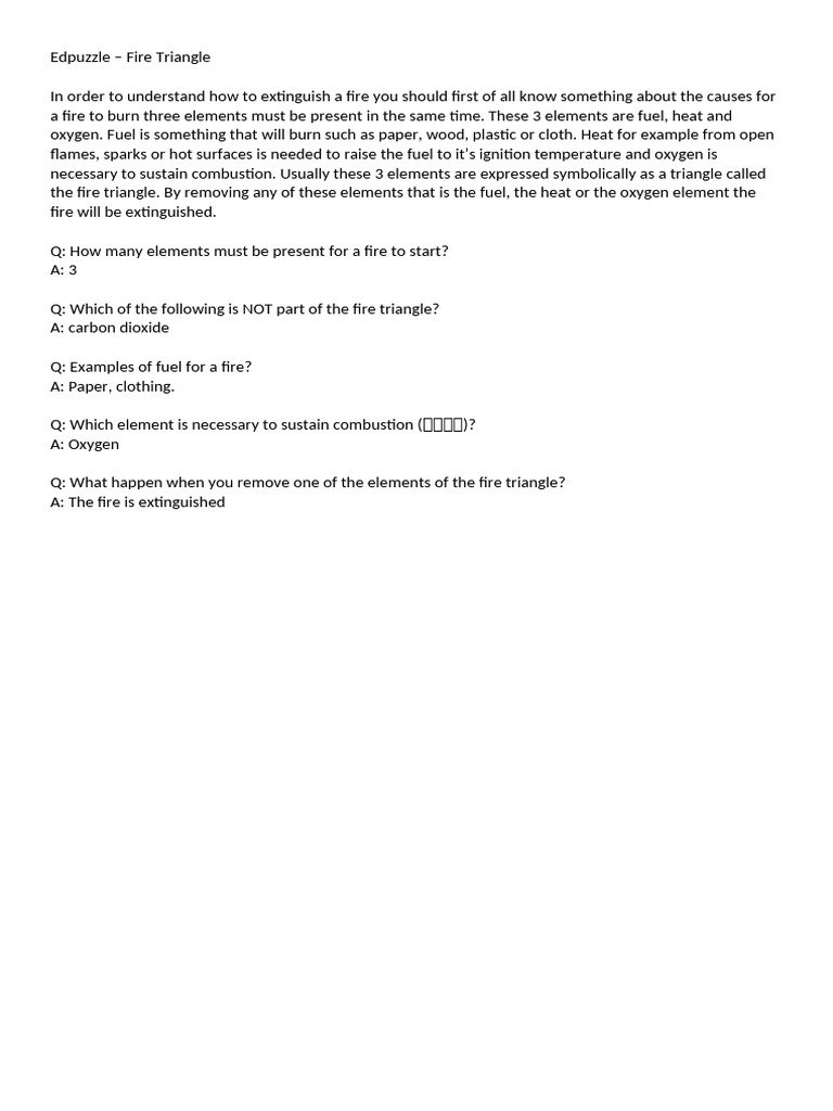 Understanding the Fire Triangle Elements | PDF