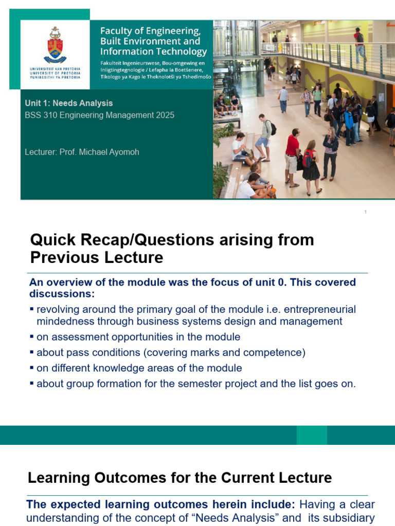 BSS 310 Unit 1-Needs Analysis | PDF | System | Systems Engineering