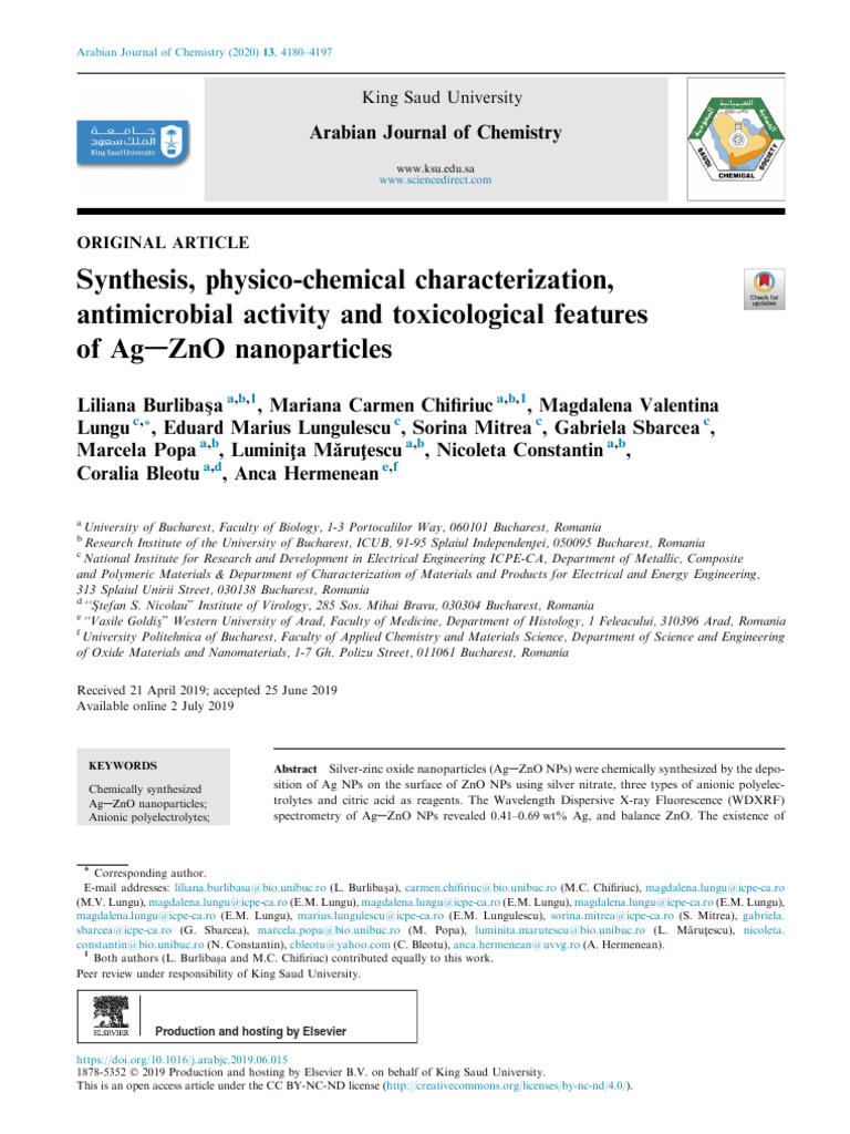 Synthesis, physico-chemical characterization of Ag-ZnO nanoparticles | PDF | Zinc Oxide | Biofilm