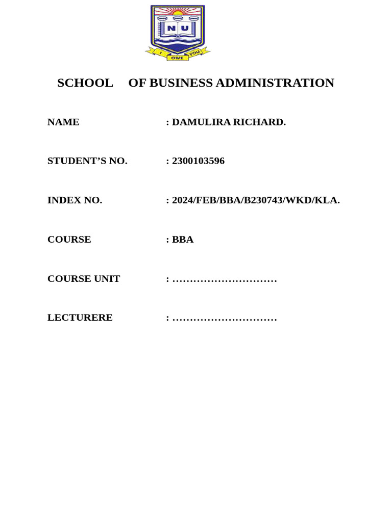 NKumba University BBA Student Details | PDF