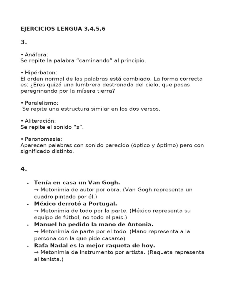 Ejercicios Lengua 3 | PDF