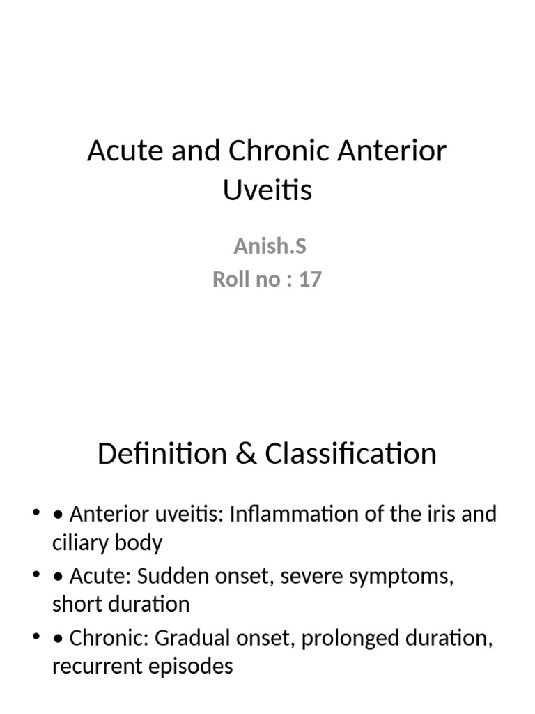 Acute Chronic Anterior Uveitis | PDF