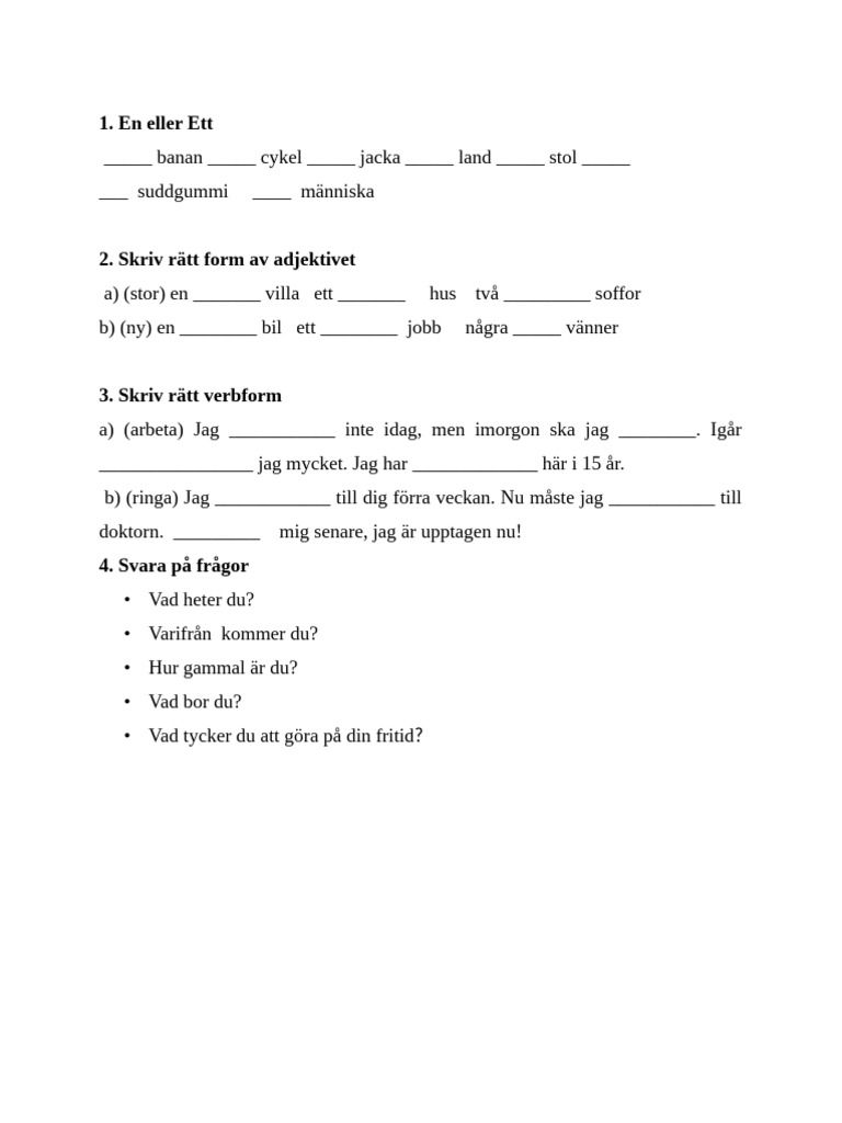 Prov Svenska Enkelt | PDF