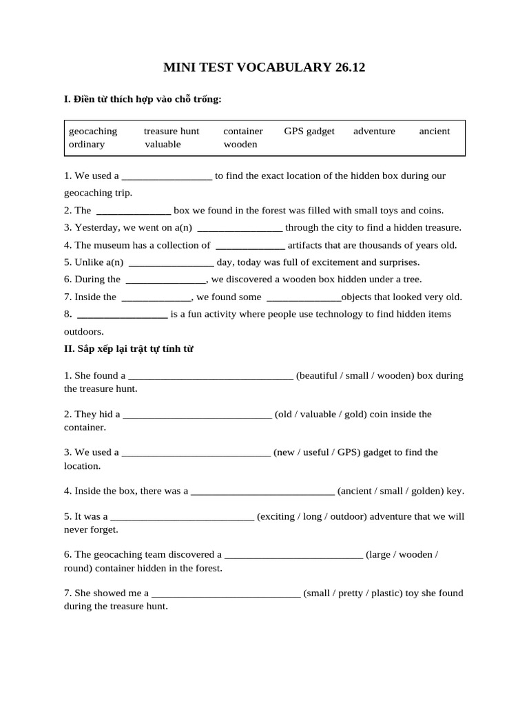 Mini Test Vocabulary 26 | PDF